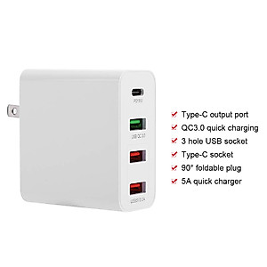 【𝐂𝐡𝐫𝐢𝐬𝐭𝐦𝐚𝐬 𝐆𝐢𝐟𝐭】 18W Charger, High Temperature Resistance 4 Port Charger, Durable PD Dual Chip Built-in Intelligent Chip for Traveling Outdoor Business(U.S. regulations)