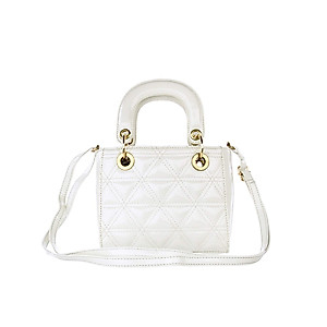 Olivia Miller Women's Faux Patent Leather Quilted Crossbody Mini Chic Handbag