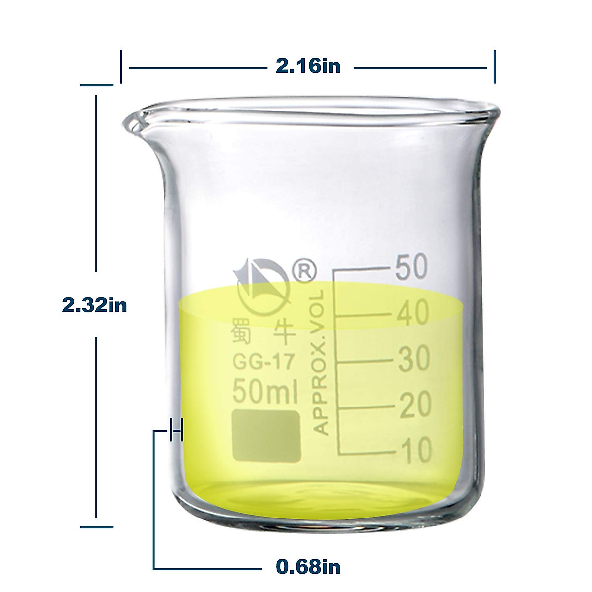 Young4us Glass Beakers, Pack of 6 Low Form Glass Measuring & Glass Droppers Set, 3 Graduated Griffin Beakers in 3 Sizes with Scales, 250ml, 100ml, 50ml, 3 Glass Droppers Without Scales (3ml per Drop)