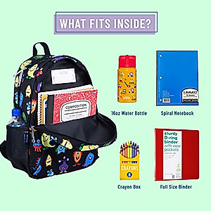 Wildkin 15-Inch Kids Backpack for Boys & Girls, Perfect for Early Elementary, Backpack for Kids Features Padded Back & Adjustable Strap, Ideal for School & Travel Backpacks (Monsters)