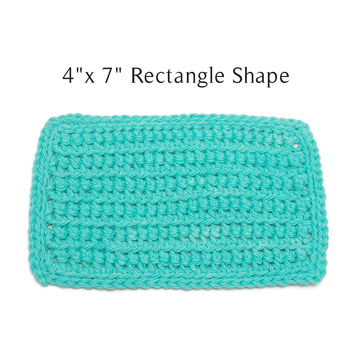 Coral and Aqua 4 inch x 7 inch Rectangular Cotton Dishcloths Set of 4 Lt. Coral Turquoise Ecru Aqua