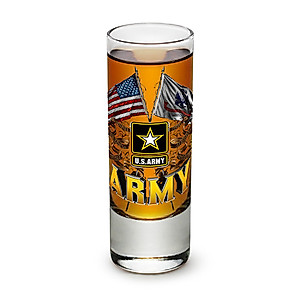 Erazor Bits Armed Forces Army Men American Soldier Double Flag US Amry Glass with Logo Shooter Shot Glass with Logo (2oz)