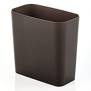 mDesign Small Plastic 1.8 Gallon Trash Can Wastebasket Garbage Bin for Bathroom - Slim Rubbish Waste Bin Trashcan for Master/Guest Bath, Bedroom, Kitchen, Laundry Room, Office, Casi Collection, Bronze