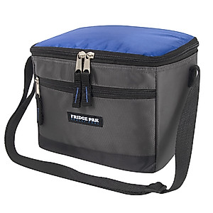 Fridge Pak 6 Can Cooler Bags Insulated Soft Cooler Lunch Bag for Men, Waterproof Leak Proof Cooler Bags, Blue on Grey