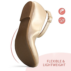 K KomForme Girl's Ballerina Flat Ankle Strap Dress Ballet Flat Shoes (Toddler/Little Kid/Big Kid) for Wedding Party School