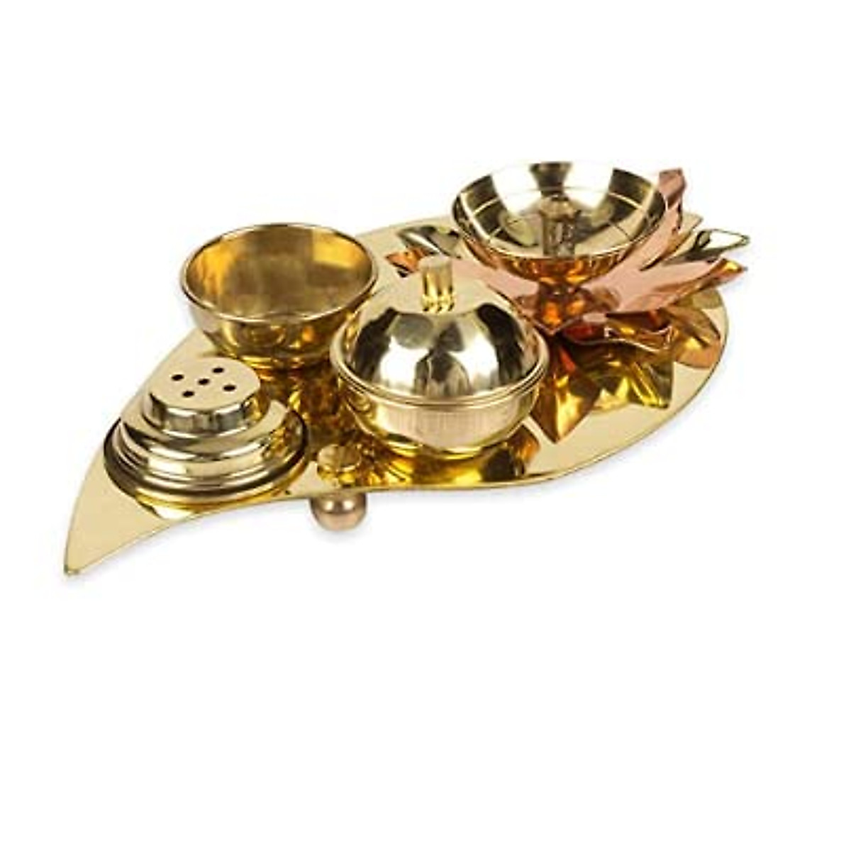 Tarini Gallery Brass Pooja Indian Antique Décor for Home Entrance Temple Festival Diwali Decoration and Gifting (Pooja Platter)
