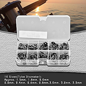 Demeras 80Pcs Fishing Rod Guides Fishing Rod Tip Repair Kit Leo Fishing Rod Rings Tips Set in 10 Sizes Replacement Accessory