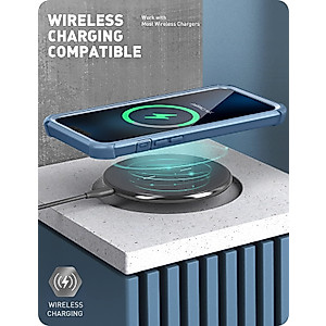 Clayco Forza Protective Case for iPhone 13 Pro Max 6.7 inch (2021 Release), Built-in Screen Protector, Dual Layer Rugged Cover with Full-Body Soft TPU Bumper (Azure)