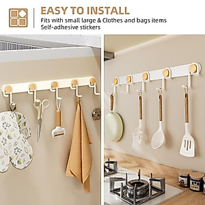 Coat Hooks for Wall, Key Holder Wall Mount, Coat Rack Wall Mount, Wall Adhesive Hooks, Hooks for Hanging Hat Towel Purse Robes Mudroom Bathroom Entryway