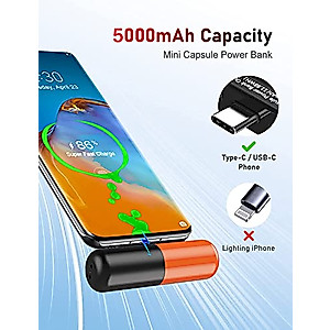 Cute Portable Charger for Android Phone 5000mAh Mini Power Bank USB C Compatible with Samsung Galaxy S22 Z Flip3 S20,S10,S9,S8,Note 20/10/9/8,Moto Z3/2,LG V35/G8/7/5,Nintendo Switch,Google Phone etc