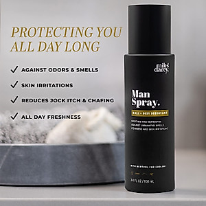 MILES DARCY Man Spray - Body & Ball Deodorant For Men - Protecting & Refreshing Against Odors, Itchiness, Skin Irritations, Chafing & Sweating