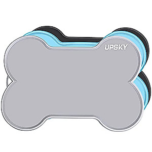 UPSKY Dog Cat Food Mat Dog Bowl Mat Large 22" x 16" Silicone Dog Feeding Mat for Food and Water, Waterproof Pet Placemat Non-Spil Puppy Tray Bone Shaped with Raised Edge