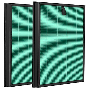 2-Pack MK-D05 Air Fil-ter Replacement for MK-D05 Air Cleaner Puri-fier, 4-in-1 High-Efficiency H13 True HEPA Filt-er with Carbon Filt-er, Green (Pet Dander Version)