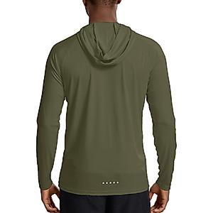 Zengjo Lightweight Hoodie Men Athletic UV Protection(Army Green,M)