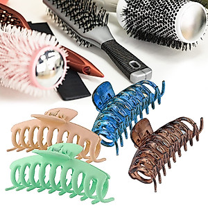 Big Hair Claw Clips 4 Inch Nonslip Claw Clips for Women and Girls Thich Hair Jaw Barrette Hair Styling Accessories Butterfly Clips Stylish Large Hair Acrylic Clip (6 pk)