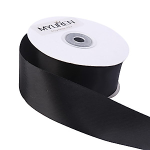 1-1/2" Wide Double Faced Black Polyester Satin Ribbon for Crafts, Wedding, Gift Wrapping, Bow Making,Party Decoration, Christmas Tree Deco (25 Yards)
