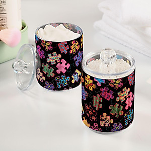 Puzzles 2 Pack Qtip Holder Organizer Dispenser Plastic Bathroom Jars Storage Containers with Lids Clear Plastic Storage Jars for Organizing