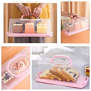 14 inch Square Cake Carrier Holder With Lid and Handle,Reusable Cupcake Package Box Perfect for Transporting Cakes,Pie,Toast,Desserts