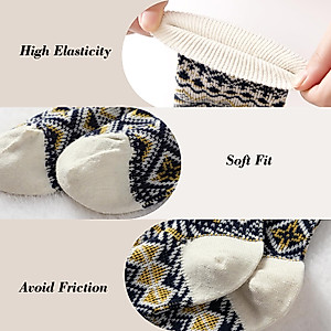 Trifabricy 5 Pairs Comfortable and Warm Wool Socks - Thick Knit Cabin Socks for Women and Men, Cozy Winter Gifts