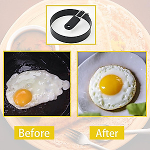 4 Packs Omelet Ring & Pancakes Ring & Egg Ring Set for Griddle,Non-stick Stainless Steel 8" Omelette Ring 6" Pancake Rings 4" Crumpet Ring,3" Egg Ring,Griddle Crepe Ring Egg Maker with Silicone Handle