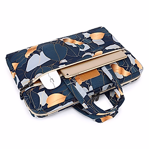 DACHEE Golden Cyan Leaves Pattern 15 inch Waterproof Laptop Shoulder Messenger Bag for 14 Inch to15.6 inch Laptop laptop Case