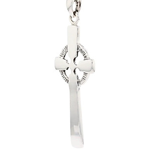 Jewelry Trends Sterling Silver Long Celtic Cross Pendant on 18 Inch Box Chain Necklace