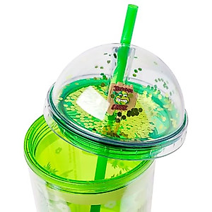 Silver Buffalo Shrek Swamp Beware Ogre Dome Glitter Top Travel Tumbler, 24 Ounces