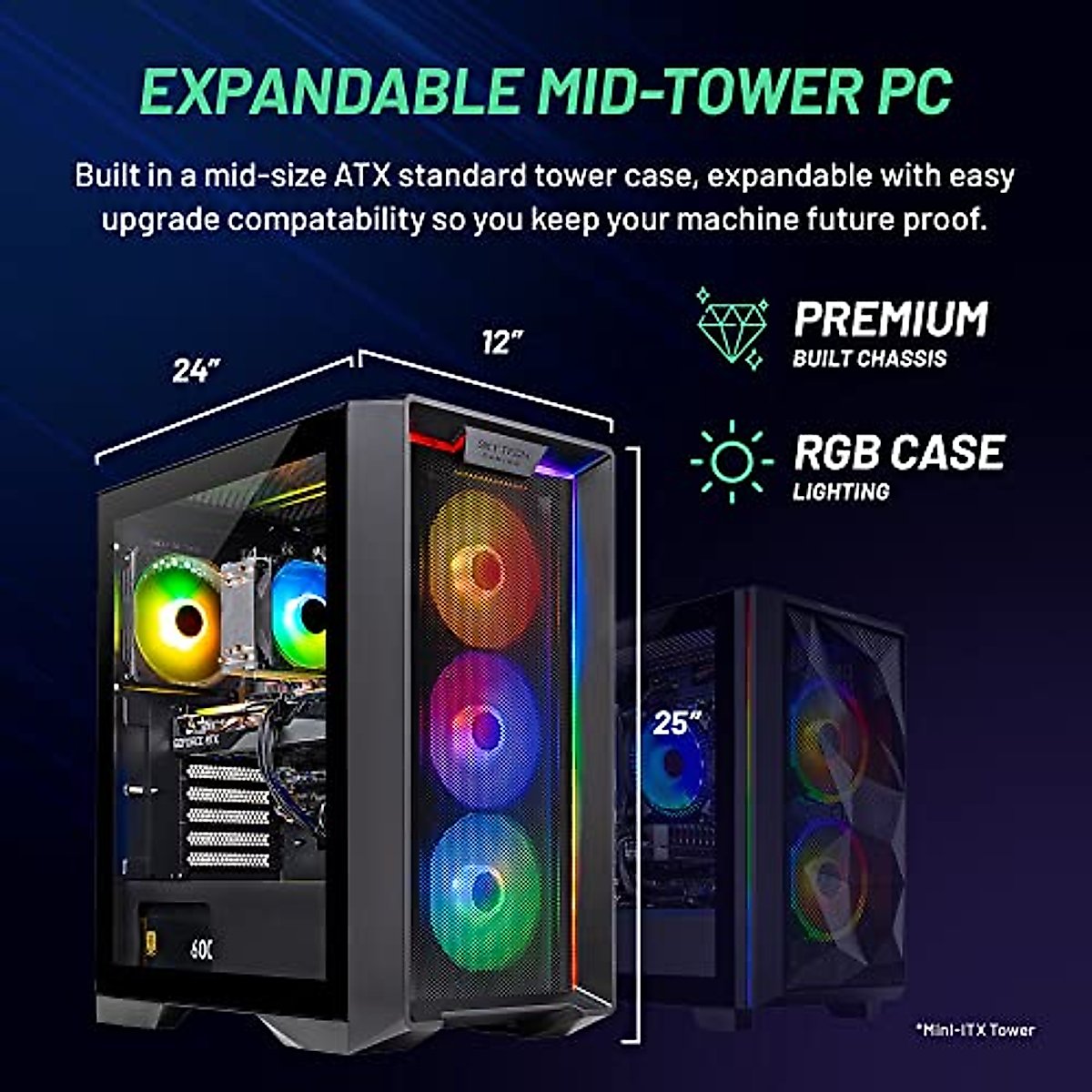 Skytech Gaming Nebula Gaming PC Desktop – Intel Core i5 12400F 2.5 GHz, RTX 3050, 1TB NVME SSD, 16G DDR4 3200, 600W Gold PSU, AC Wi-Fi, Windows 10 Home 64-bit