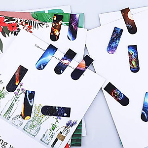 30 Pieces Universe Galaxy Magnetic Bookmark,MWOOT Starry Sky Magnet Page Book Markers Set ,Assorted Magnetic Page Clips Bookmarks for Students Reading(2x6cm,30 Styles)