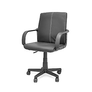 Urban Lifestyle Black Faux Leather Office Chair Computer Office Chair with Seat and Armrest Adjustment, Black