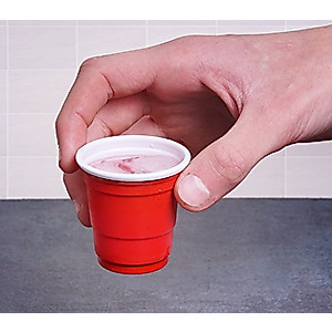 TashiBox Disposable Mini Red Shot Glasses - 2.5 Ounce - 200 Count - Mini Party Cups, Jager Bomb, Jello Shots, Sample Cups.