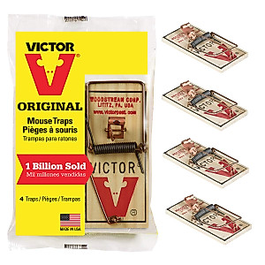 Victor M156 Metal Pedal Sustainably Sourced FSC Wood Snap Mouse Trap - 4 Wooden Traps