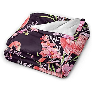 Gbuzozie Fleece Blanket Tropical Pink Flamingos Palm Leaves Lightweight Ultra-Soft Micro Throw Blanket for Sofa Couch Bed Camping Travel - Super Soft Cozy Microfiber Blanket 80"X60"