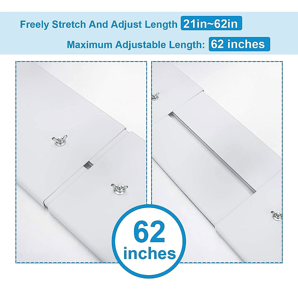 Window Vent Kit for Portable Air Conditioner, Adjustable Window Seal Plate Kit for AC Unit, Adjustable Length 21 Inch to 62 Inch, AC Window Kit for Exhuast Hose of 15cm/5.9 Inch.