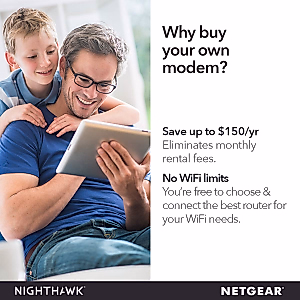NETGEAR Nighthawk Cable Modem with Voice (CM1150) -  Certified for Xfinity by Comcast Internet & Voice Plans Up to 800Mbps | 2 Phone lines | 4 x 1G Ethernet ports | DOCSIS 3.1