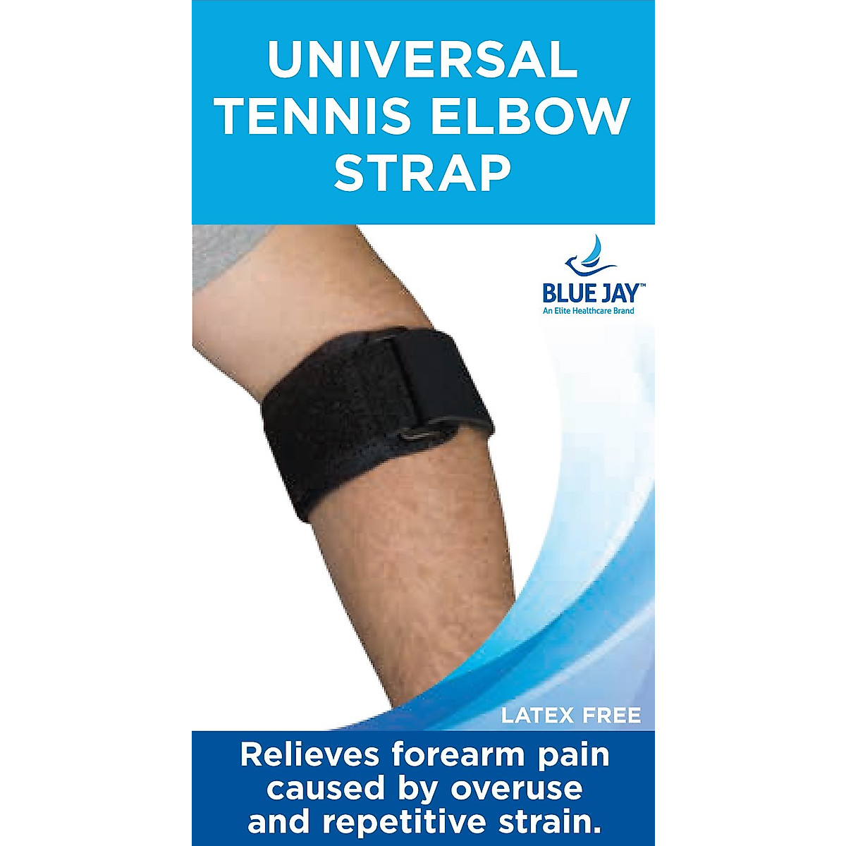 Blue Jay An Elite Healthcare Brand Universal Tennis | Elbow Brace for Tendonitis, Bursitis | Elbow Strap with Pain Relief | Compression Pad Men, Women (Black)