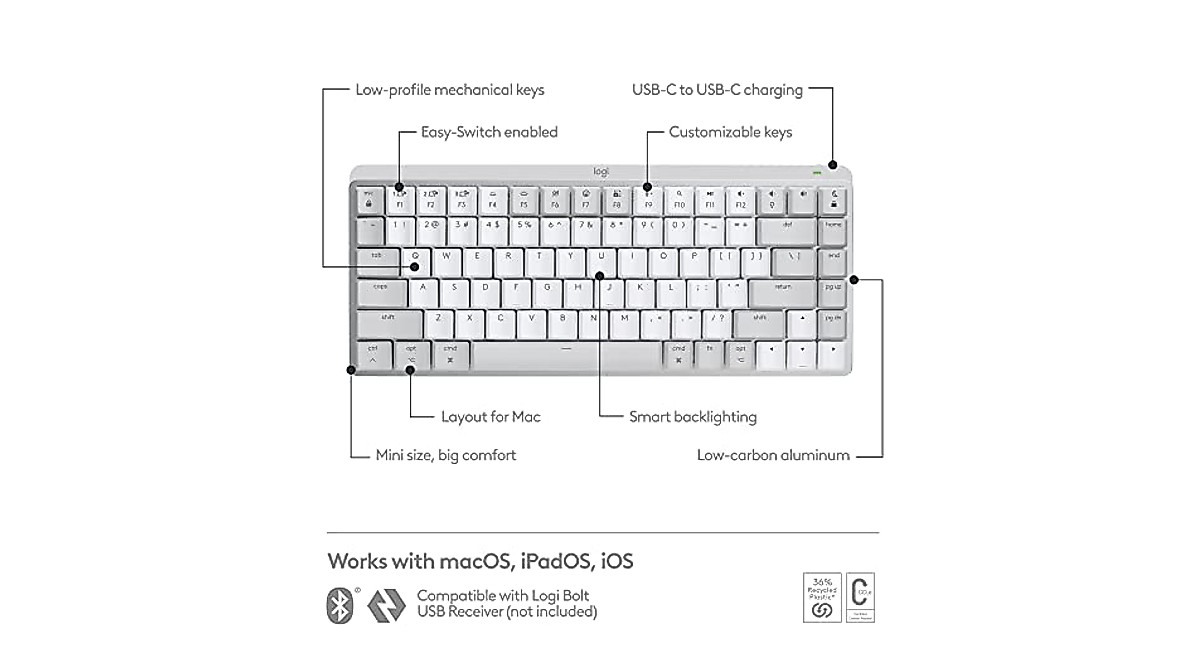 Logitech MX Mechanical Mini for Mac – Compact Wireless Mechanical Keyboard