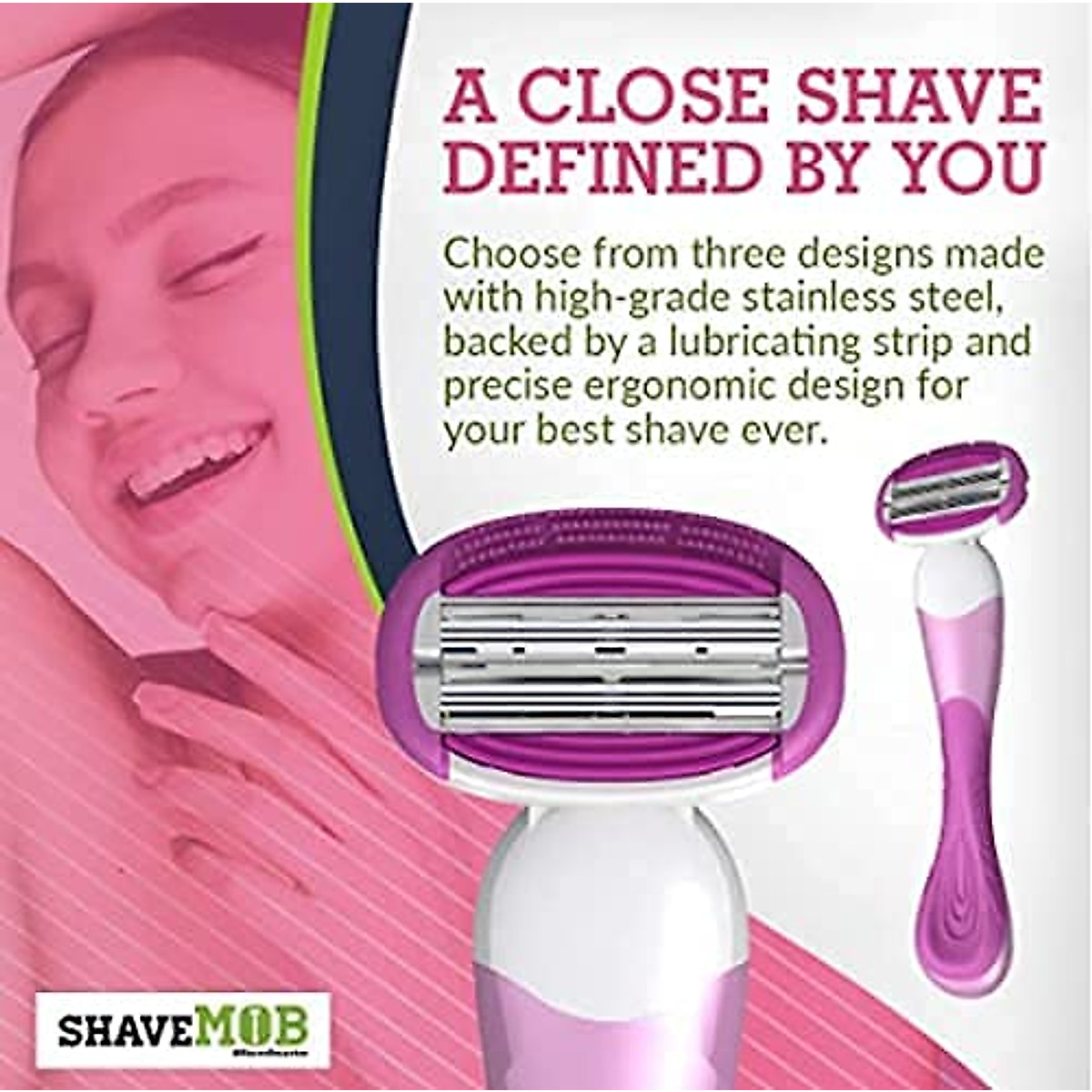 ShaveMOB 3-Blade Women's Razor Kit (Flex Head Handle + 12 Refills) - The Practical Shaving Kit