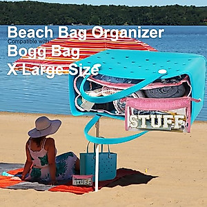 Clear Bogg Bag Organizer/Divider Pouch Insert Accessories for X Large Size, Waterproof, 7 Pockets, Lightweight (Pink&Transparent)