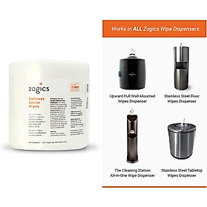 Zogics Wellness Center Wipes and Wall Mounted Dispenser – No-Touch Wipes Dispenser, Mounts Easily to Wall for Quick Access to Wellness Center Cleaning Wipes (Cleaning Wipes + Dispenser)