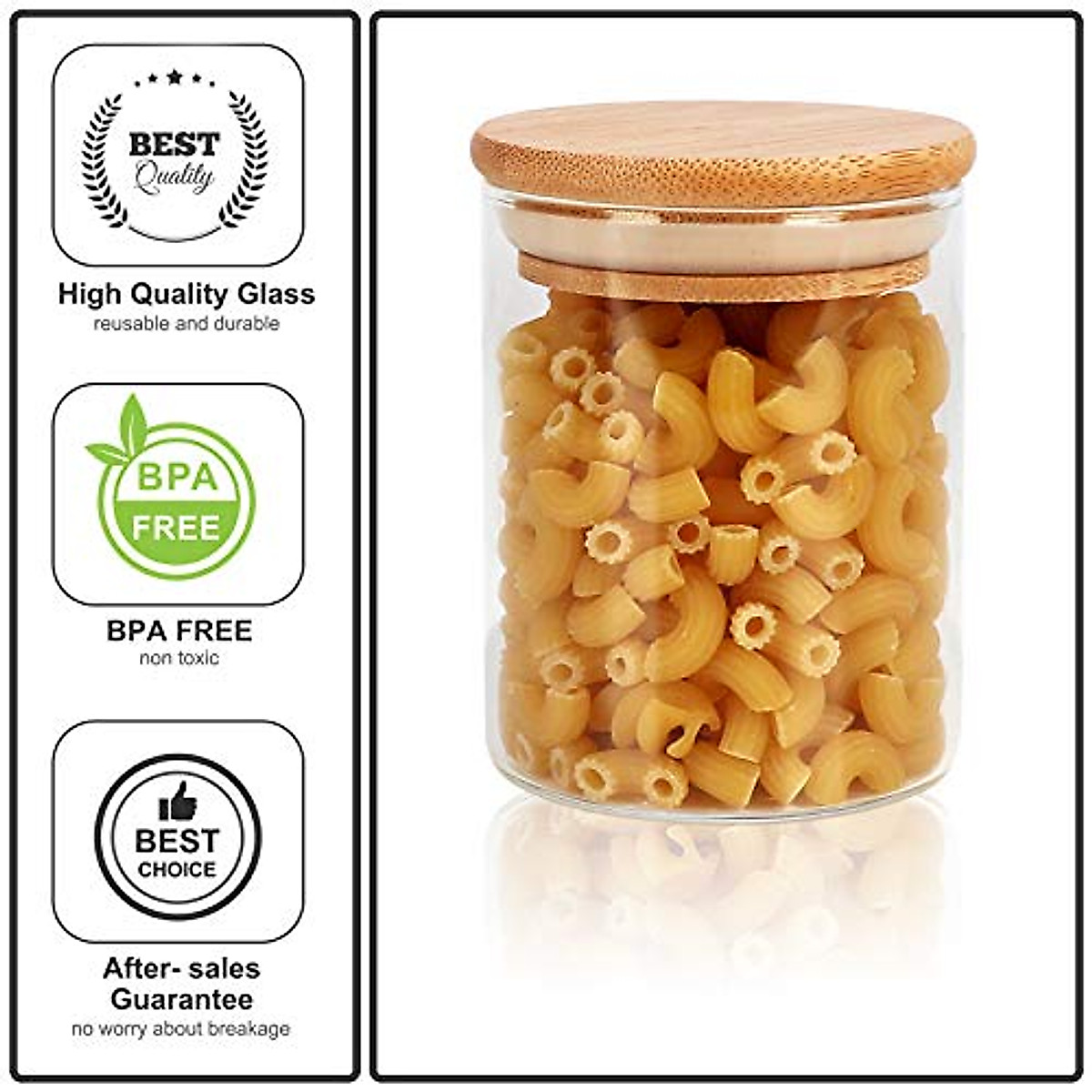 6 oz Glass Jars with Bamboo Lids , Borosilicate Glass Airtight Canisters sets, Glass Food Storage Container, Pantry Organization and Storage Jars, Kitchen Canisters Sets, Spice Jars of 15