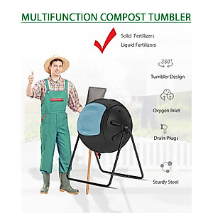 Garden Compost Bin and Multifunction Garden Tumbling Composter,Easy Assembling, Large Capacity, Fast Creation of Fertile Soil