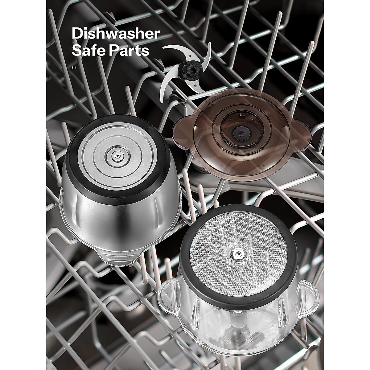 Food Processors with 2 Large Bowls(12 Cup+12 Cup), Reemix Electric Chopper with Powerful 500W Copper Motor, 4 Bi-Level Blades for Fruits, Meat, Vegetables, Baby Food, Nuts, 2 Speeds