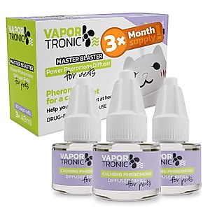 PetLuv Pheromone Diffuser Refill 3 Month Supply 3-Pack, Compatible with All Diffusers, MultiCat, Calming, Pet Behavior & Anxiety Support for Cats, Calm Formula for Scratching, Spraying, Marking