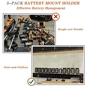 Crivnhar 5 Pack Battery Holder for RIDGID 18V Battery Mounts Dock Holder Fit for L1815R B1820R L1830R B1830R B1820 R840084 AC840084 AC840083(w/20 Screws, No Battery)