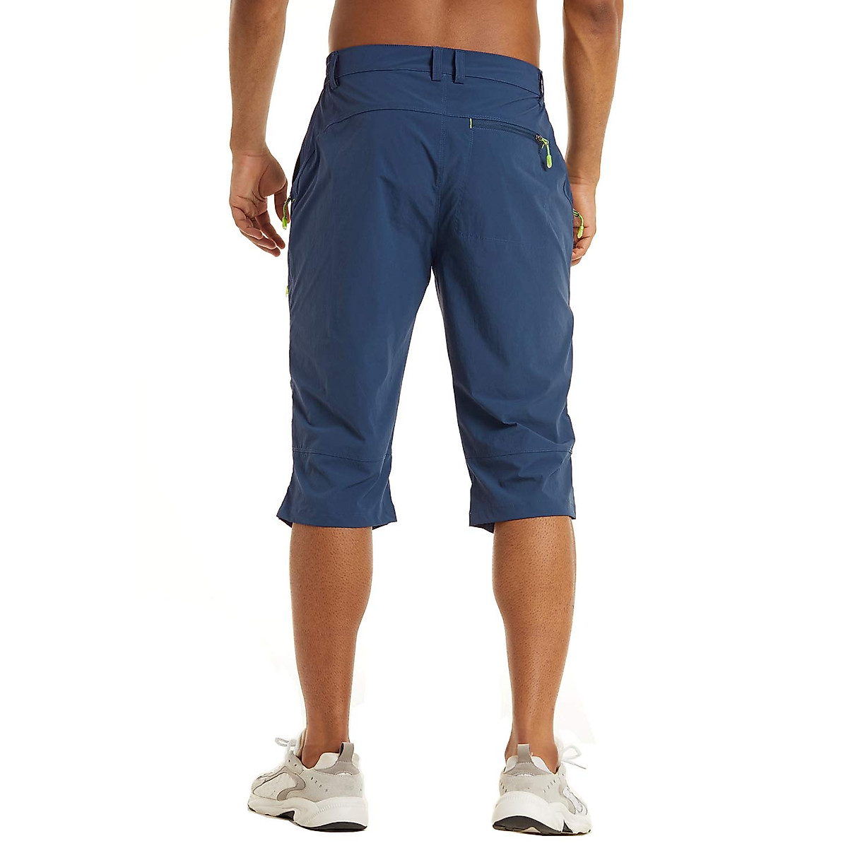 LACSINMO Men's Below Knee Shorts Quick Dry 3/4 Hiking Long Walking Shorts Summer Thin Capris with 4 Zipper Pockets Royal Blue