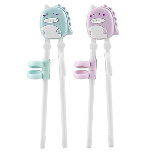 PandaEar 2 Pairs Kid Chopsticks, Dinosaur Children Learning Practice Chopsticks for Beginners Toddler