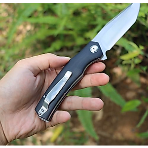 Folding Pocket Knife, 4" D2 Steel Satin Blade Pocket Edc Knife, G10 Handle Small EDC Knife with Pocket Clip, Pocket Knife for Men/women