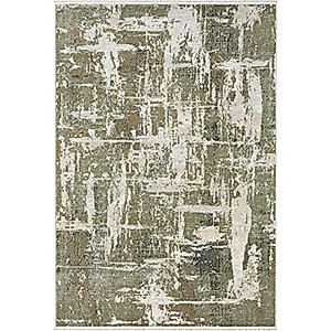 Abani Savoy Collection Area Rug - Contemporary Green/Cream Design - 6' x9' - Easy to Clean - Durable for Kids and Pets - Non-Shedding - Medium Pile - Soft Feel - for Living Room, Bedroom & Office