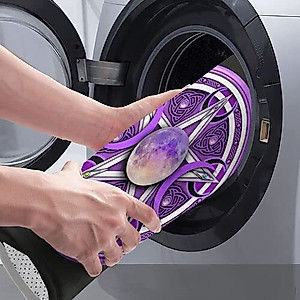 YETTA YANG Purple Wicca Wiccan Moon Fun Indoor and Outdoor Door Round Mat Welcome Mat Non-Slip Home Decoration Mat Housewarming Gift 23.6in 60cm